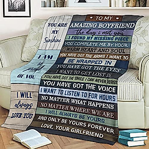 Boyfriend Gifts from Girlfriend, Birthday Valentine's Day Gifts for Boyfriend Him Men, 1 Year Anniversary Romantic Gifts for Boyfriend, To My Boyfriend Throw Blanket 60”x50”, Boyfriend Gift Ideas