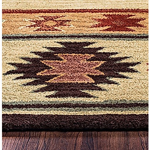 Rizzy Home Collection Wool Area Rug, 3' x 5', Khaki/Brown/Burgundy/Sage Southwest/Tribal