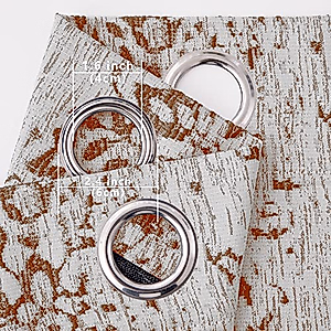 Mrs.Naturall Rusty Orange Curtains 63 Inch Length for Bedroom 2 Panels Grommet Burnt Orange Medallion Patterned Damask Moroccan Design Semi Sheer Drapes for Living Room,Terracotta and Gray Cream