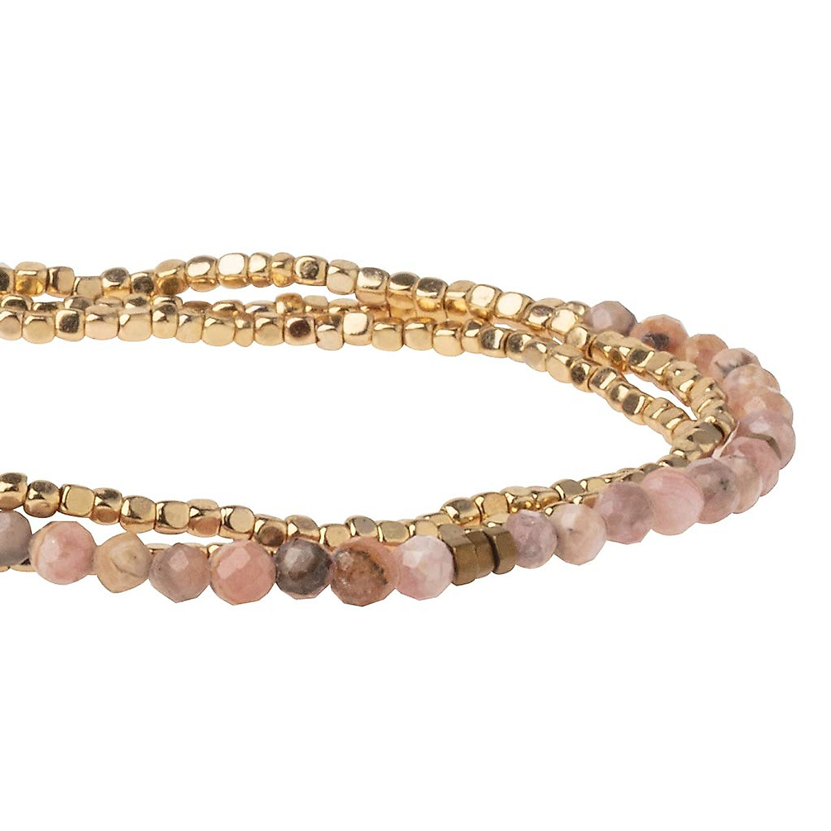 Scout Curated Wears - Women's Delicate Stone Wrap Bracelet & Necklace - Rhodochrosite/Gold - Stone of Love