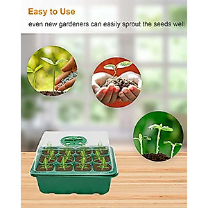 DOMMIA Seed Starter Tray, Reusable Seed Starter Kit with Adjustable Humidity Dome, Transparent Vegetable Propagator Trays, Space-Saving Mini Agriculture Plant Germination Equipment for Seeds Growing