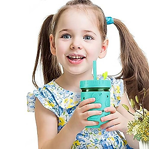 PandaEar Kids & Toddler Glass Cups, 4 Pack Glass Mason Jar Cups 8.45 oz with Silicone Sleeves & Straws, Toddler Spill-Proof Smoothie & Snack Cups