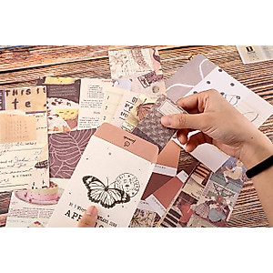 Yoption 346pcs Vintage Scrapbooking Supplies Kit, Aesthetic Scrapbook Kit for Bullet Journal Supplies with Scrapbooking Stickers, Stationery, A6 Grid Notebook, DIY Craft Gift for Teen Women