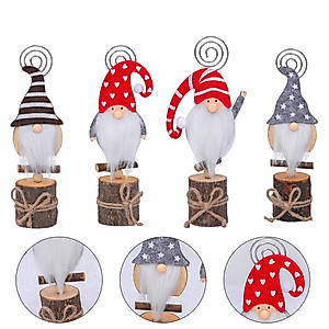 PRETYZOOM 4pcs Christmas Gnomes Place Card Holder Table Number Holders Table Picture Holder for Christmas Party Favors Gifts