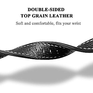 DOANYA 18mm Top Grain Leather Watch Band, Black Watch Strap Compatible with Fossil Sport (41mm women's) / Seiko 5 (SNK805 / SNK803 / SNK807) with Push Button Hidden Clasp for Men Women