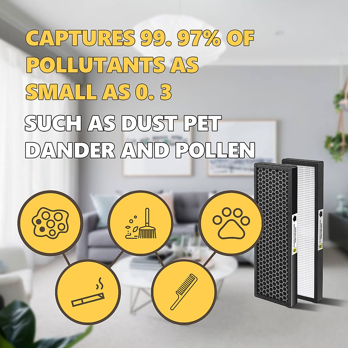 FCFMY FLT4825 Replacement Filter B with Upgraded Activated Carbon, Compatible with AC4825 AC4300 AC4800 AC4900 AC4850 Purifier with 6 Extra Pre-Filters (Upgraded Version)