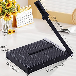 ISDIR Paper Cutter Guillotine, 12 Inch Paper Cutting Board, 12 Sheets Capacity, Heavy Duty Metal Base, Dual Paper Guide Bars, Professional Paper Cutter and Trimmer for Home, Office (12'' Black)