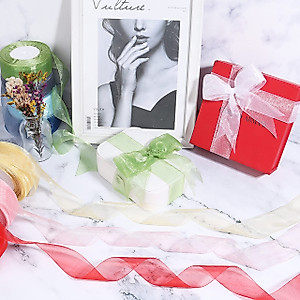 Hiswan 1.5 inch Sheer Organza Ribbon Sage Green Chiffon Ribbon for Gift Wrapping Christmas Halloween Decoration Wedding Flower Bouquet Crafts 50 Yards