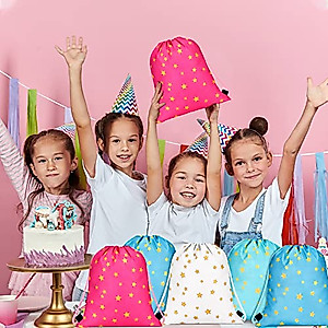 16 Pieces Star Goodie Bags for Kids Star Drawstring Party Favor Bags Birthday Party Favors Oxford Fabric Gift Bags Treat Backpack Bags for Girls Boys School Travel Baby Shower Party Supplies