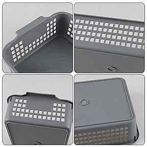 Melontray Set of 6 Plastic Storage Baskets Tray, Gray Plastic Mesh Basket for Shelves