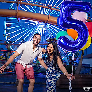 KatchOn, Navy Blue Number 5 Balloon - Big, 40 Inch | 5th Birthday Decorations for Boys, 5 Year Balloon | 5th Birthday Balloons, 5th Birthday Boy | Balloon 5 Year Old, Fifth Birthday Decorations Boy