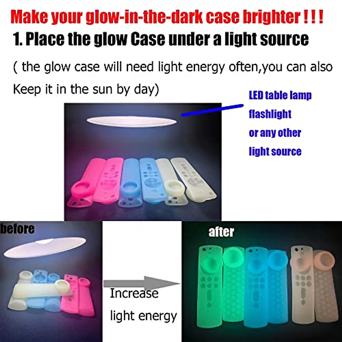 [2 Pack] Fir-Stick Remote Cover Case with Airtag Holder (Glow in The Dark) Compatible with Fir TV Stick 4K,Tracker Cover for Tile Sticker 2020 and Airtag 2021 (Green & Sky Blue)