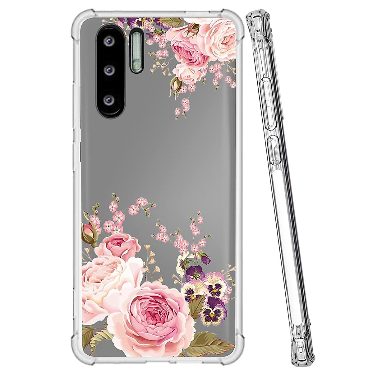 Yerebel Case for Huawei P30 Pro VOG-L29 VOG-L04 Cute Case, Clear Flexible Bumper TPU Soft Rubber Silicone Cover Phone Case for Huawei P30 Pro (roseflower)