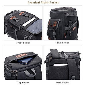 WITZMAN Travel Backpack for Men Women Canvas Backpack Carry on Luggage Rucksack Convertible Duffel Bag Large (A568 Black)