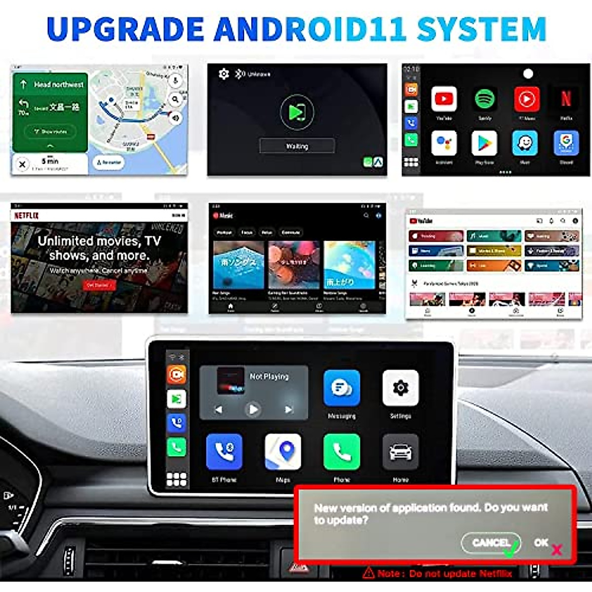 ZHNN Android 11 CarPlay AI Box 2023, 3+32G, Multimedia Video Box Support Wireless Car Play & Android Auto, Stream Netflix/YouTube/Spotify to Your Car, 4G Network, 2.4G+5G WiFi Bluetooth 5.0