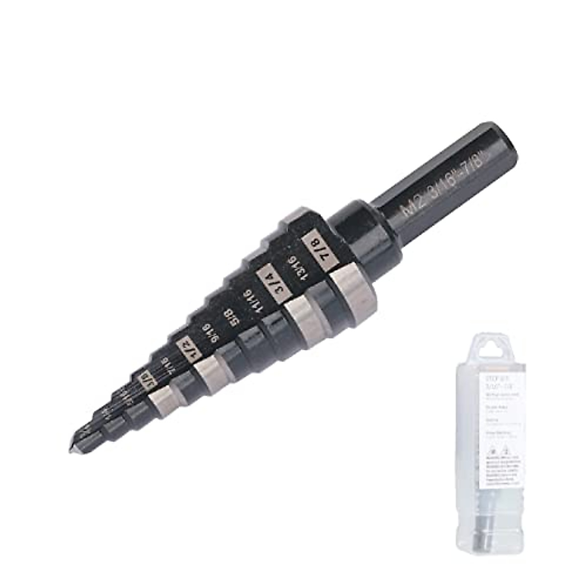 Jerax tools 3/16 to 7/8 Inch Step Drill Bit Straight Grooved Double Fluted, M2 High Speed Steel Drill bits for Hole Drilling in Stainless Steel, Copper, Aluminum, Wood, Plastic