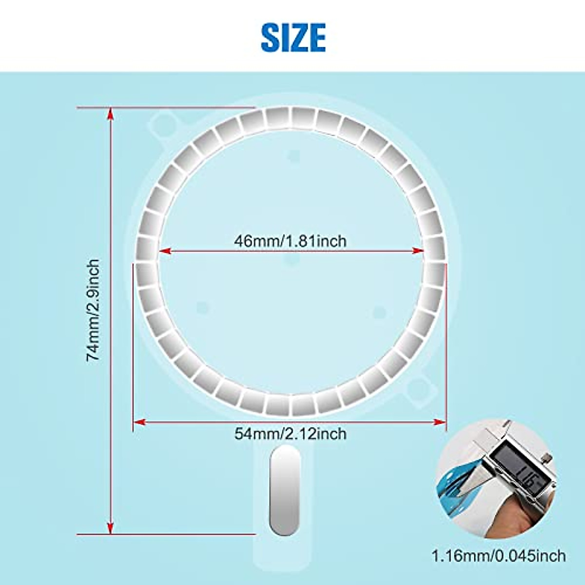 Cuniadwne 3 PCS Magnetic Sticker for Mag Safe Wireless Chager & Accessories, Strong Universal Magnet Ring Sticker for Any Smart Phone (White)