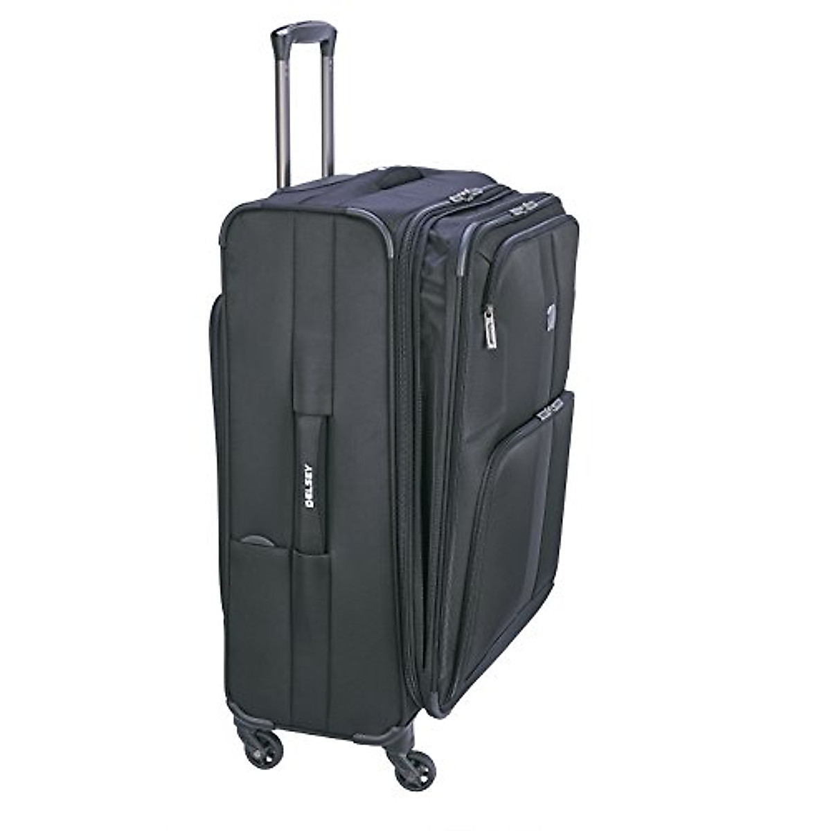 DELSEY Paris Sky Max Softside Expandable Luggage with Spinner Wheels, Black, Checked-Medium 25 Inch