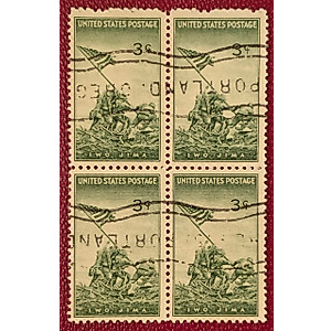 Iwo Jima Block of 4 x 3¢ US Postage Stamps Scott #929