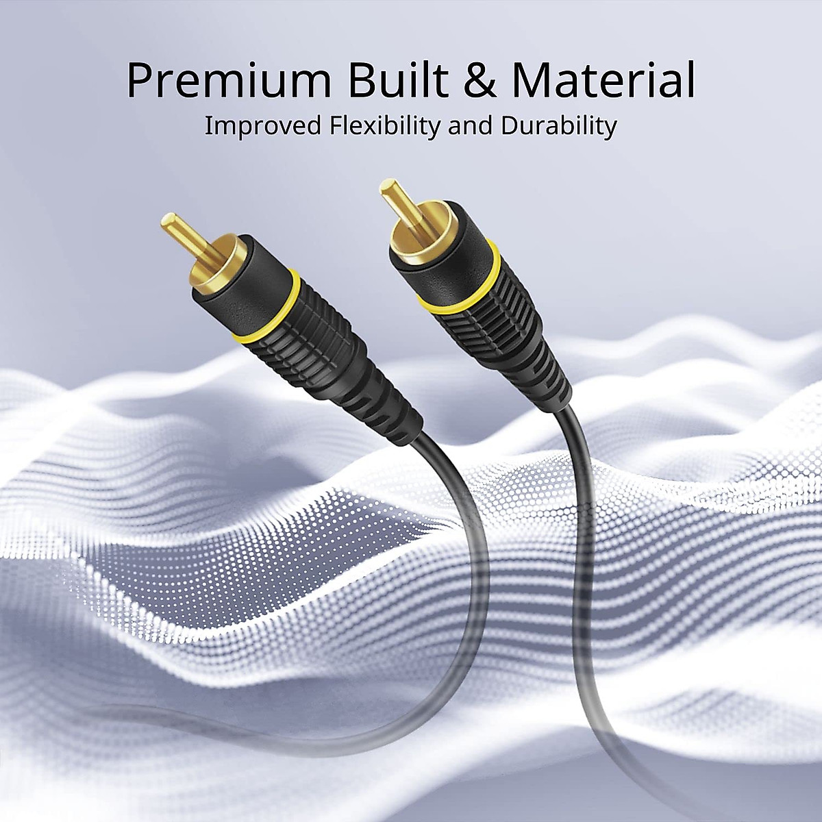 TNP Products Subwoofer S/PDIF Audio Digital Coaxial RCA Composite Video Cable (50 Feet) - Gold Plated Dual Shielded RCA to RCA Male Connectors - Black