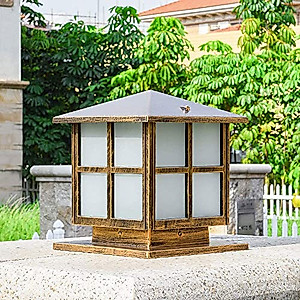 CZLZY Outdoor Post Light Fixtures Aluminum Square E27 Column Light Patio Garden Waterproof Pillar Lamp Acrylic Lamp Shade Villa Fence Pedestal Light Street Light Lawn Landscape Light