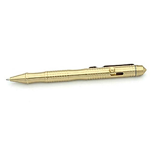 ILEAF Ballpoint Pen Solid Brass EDC Pen, Portable Delicate Signature Pen with Pencil Case and 2 Extra Black Ink Refills