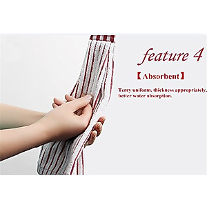 Vimeet 2 Pcs Kitchen Cotton Classical Striped Towel/Absorbent Towel/Hanging Towel/Hand Towel,Red Stripes