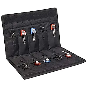 Pocket Knife Display Case, Pocket Knife Roll, Durable Folding Knife Storage Case, Small Knife Holder Carrier Organizer With 10 Slots, Heavy Duty Oxford Fabric, Magic Tape Closure (Black)
