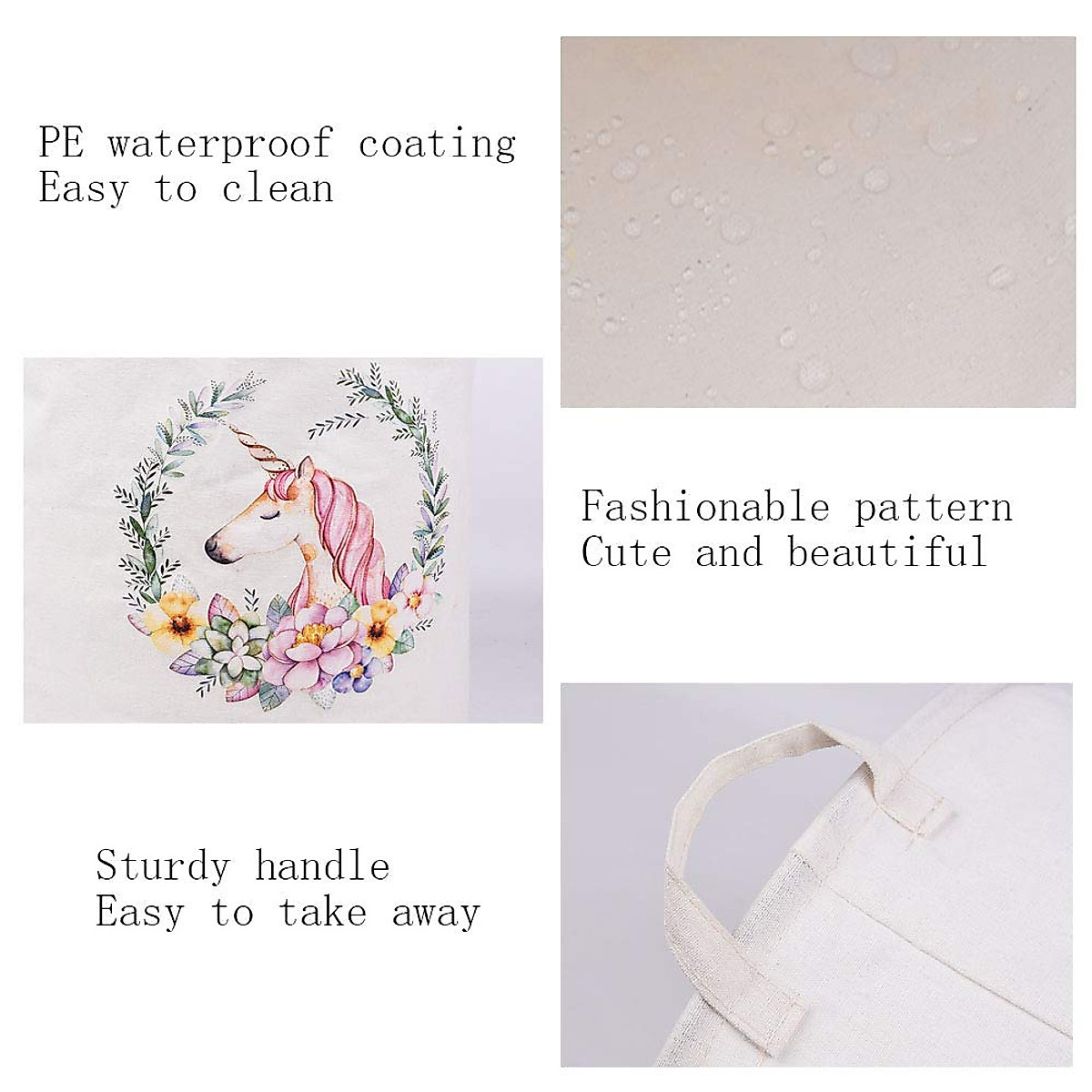 SDAIGC Collapsible Unicorn Laundry Basket, Blondie Canvas Waterproof Round Storage Hamper, Clothes Toys Organizer Basket, Cute Kids Gift Basket (Art Unicorn)