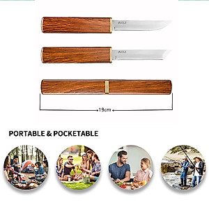 UNROEVS Kitchen knife Set,Double Knife with Stainless Steel Paring Knife Bundle with XC02 Mini Flashlight Rechargeable with Seatbelt Cutter,Pocket Flashlights High Lumens 5 Modes