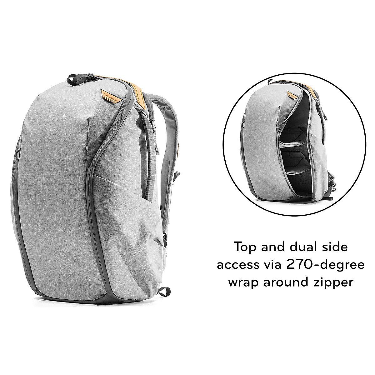 Peak Design Everyday Backpack Zip 15L Ash, Carry-on Backpack with Laptop Sleeve (BEDBZ-15-AS-2)