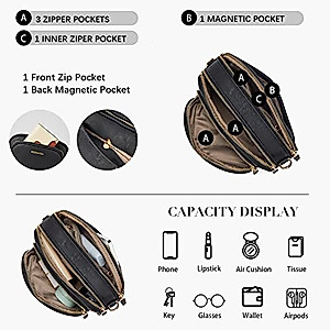 BOSTANTEN Crossbody Bags for Women Leather Cell Phone Purse Shoulder Handbags with Wide Strap Black