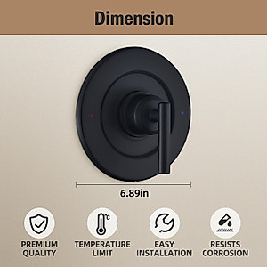 Replacement for Moen T2901BL Gibson Posi-Temp Valve Trim Kit, Shower Lever Handle, Matte Black