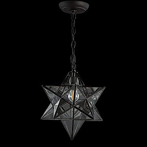 JONATHAN Y JYL9035C Stella 12" Moravian Star Metal/Mercury Glass LED Flush Mount Glam Dimmable for Kitchen Hallway Bathroom Stairwell, Oil Rubbed Bronze/Clear