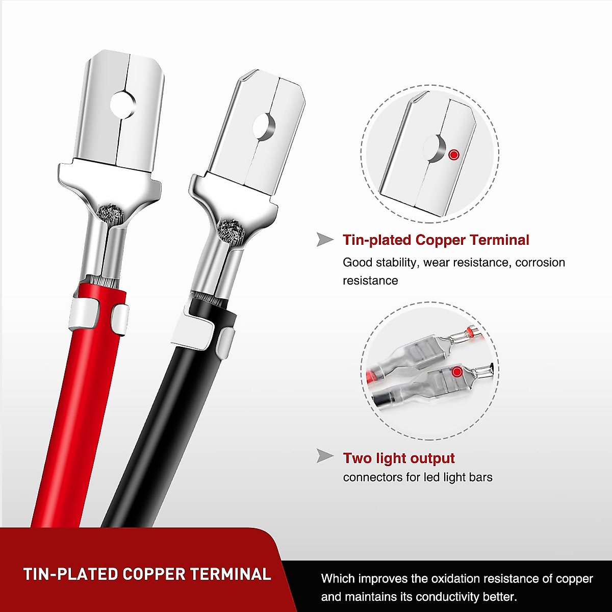 Nilight 2PCS 16 AWG 20 Feet Wiring Harness Extension Kit for LED Light bar Work Light LED Pods Off Road Lights Driving Fog Light Boat Lighting, 2 Years Warranty