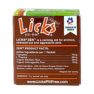 Licks Pill-Free Zen Cat Calming - Natural Calming Aid for Aggressive Behavior and Nervousness - Calming Cat Treats for Stress Relief & Cat Health - Gel Packets - 30 Use