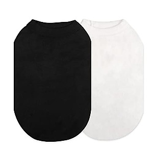 YAODHAOD Dog Shirts Clothes, 2pcs Plain Dog T Shirt Vest, Cotton Blank Dog Shirts Clothes, Soft and Breathable Pet Apparel Outfits (18" Chest, Black+White)