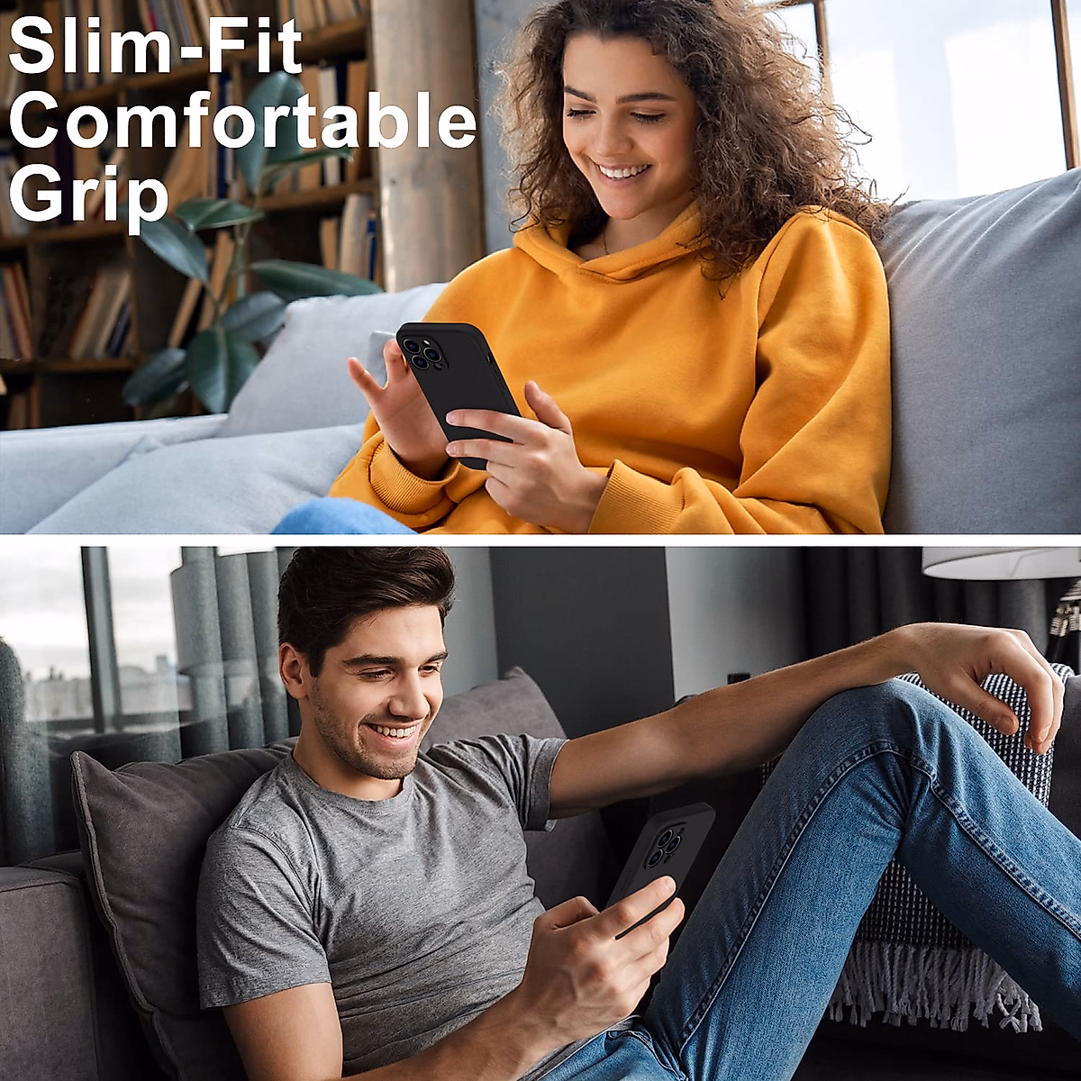 DEENAKIN Compatible with iPhone 14 Pro Max Silicone Case - Enhanced Camera Protection and Screen Protector - Smooth Baby Skin-Like Feel - Slim Fit Phone Cover 6.7”for Women Girls - Black