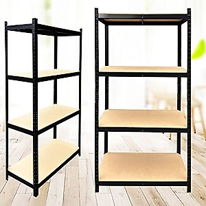 Vandise Garage Storage Shelve Heavy Duty Multipurpose Garage Shelving, 1544lbs Capacity Metal Shelve for Storage, 4 Tier Metal Shelving, Bolt-Free Assembly, Adjustable High (Black)