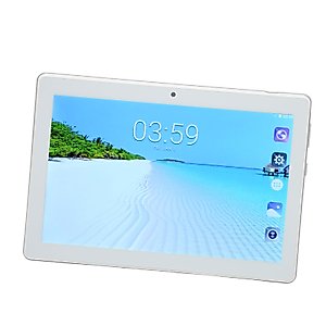 DAUERHAFT Office Tablet, US Plug 100‑240V Tablet PC 6GB RAM 128GB ROM 4G LTE 5G WiFi 3 Card Slots for School (Silver)
