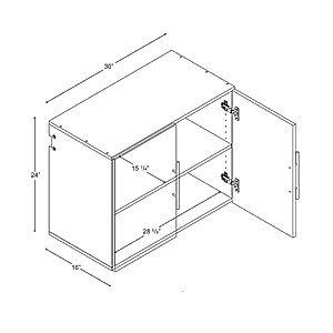 Prepac HangUps 30" Upper Garage Cabinet, Bathroom Cabinet Wall Mount, Laundry Cabinet, Kitchen Wall Cabinet, Ideal for Garage, Kitchen and Laundry Organization 30" W x 24" H x 16" D, White