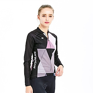 Mysenlan Women's Cycling Jersey Running Shirt Long Sleeve Breathable Bike Shirt Sports T-Shirt Black