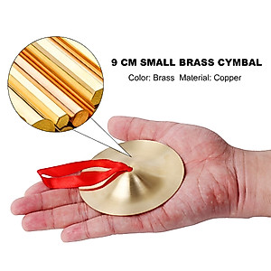 9cm Diameter Small Brass Hand Cymbal Gong Band Rhythm Percussion Musical Parts Pack of 2