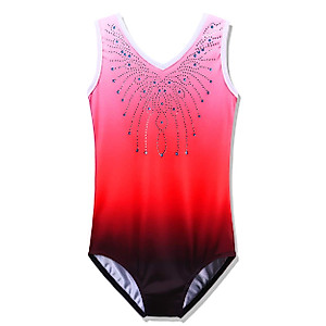 BAOHULU Gymnastics Leotard for Girls Shiny Diamond Ballet Dance One Piece B180_Red_10A
