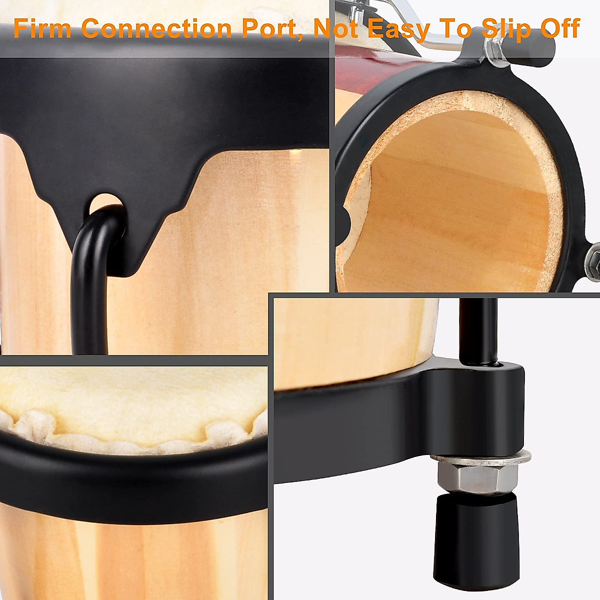 EASTROCK Hand Held Tambourine Ring 3 Packs and Bongos Drum 4”+5” Set Wood Percussion Instruments