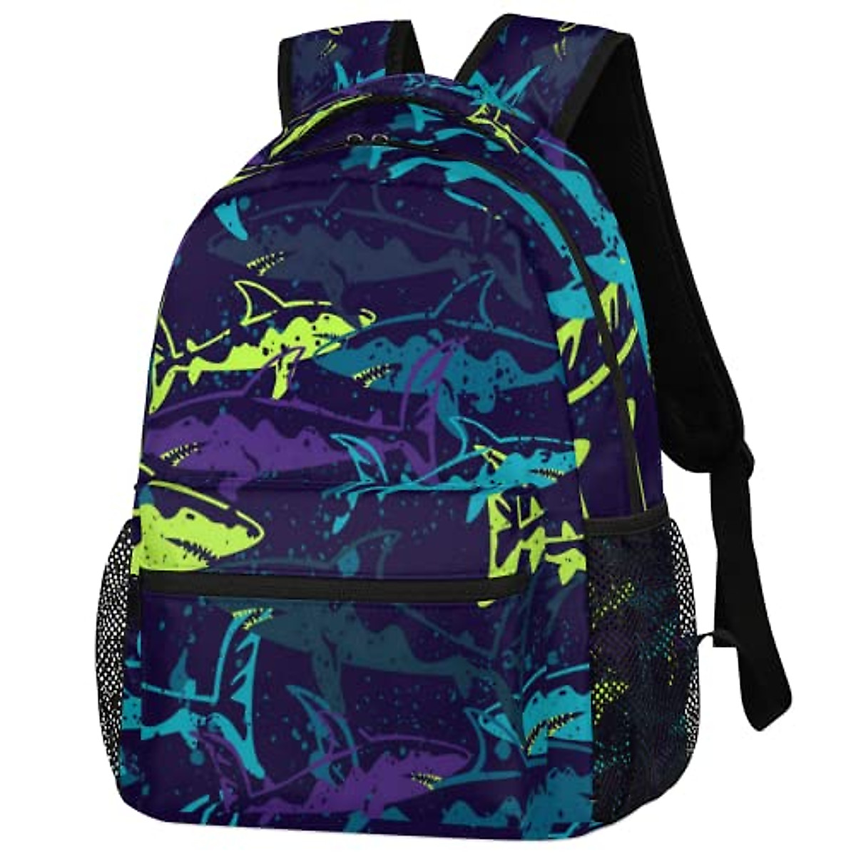 Sharks Blue Travel Laptop Backpack for men women Water Resistant College School Bookbag Lightweight Casual Daypacks Travel Essentials