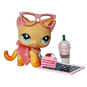LPS Accessories Lot Laptop Glasses Skirt Collar Cake Food Drink Pink Outfit Set for lps Rare Figures Shorthair Cats and Collie Great Dane Cocker Spaniel Dogs 6 PCS (Cat Not Included)
