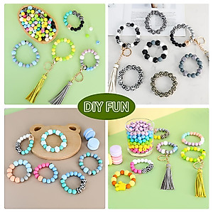 255Pcs Silicone Beads, Silicone Beads for Keychain Making, 12mm 15mm Loose Beads for Keychain Making 15 Colors Bead Bracelet Making kit, Craft Necklace Beads for DIY Jewelry Making