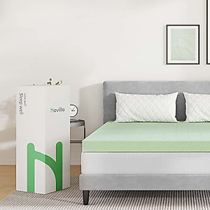 Novilla Mattress Topper King, High Density 4 Inch Memory Foam Mattress Topper with Gel Infusion for Pressure-Relieving & Cooling, Medium Soft King Size Mattress Topper, Airflow Design Green
