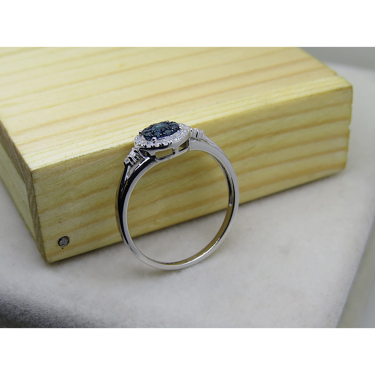 Dazzlingrock Collection 0.30 Carat (ctw) Round Blue & White Diamond Halo Style Cluster Engagement Ring for Women in 14K White Gold Size 6.5